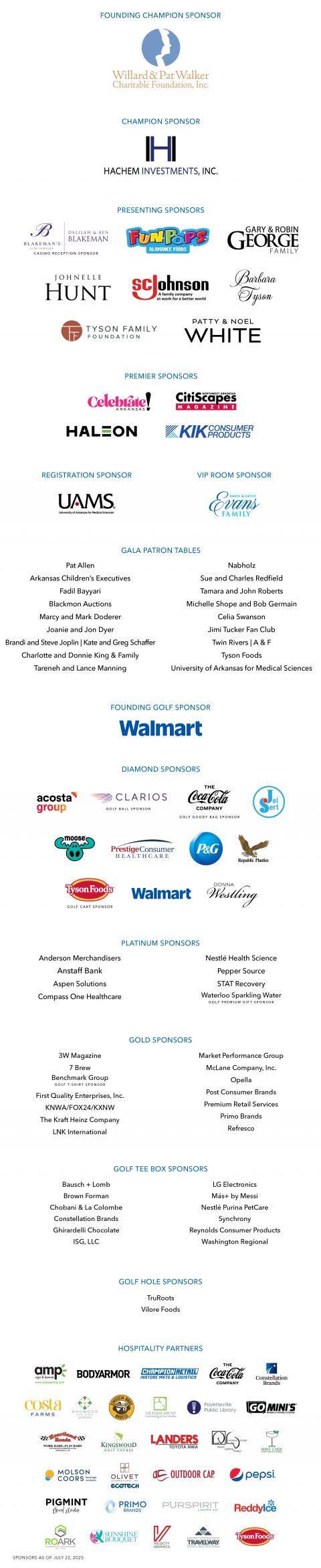 2025 Sponsors - Will Golf 4 Kids Tournament & Color of Hope Gala
